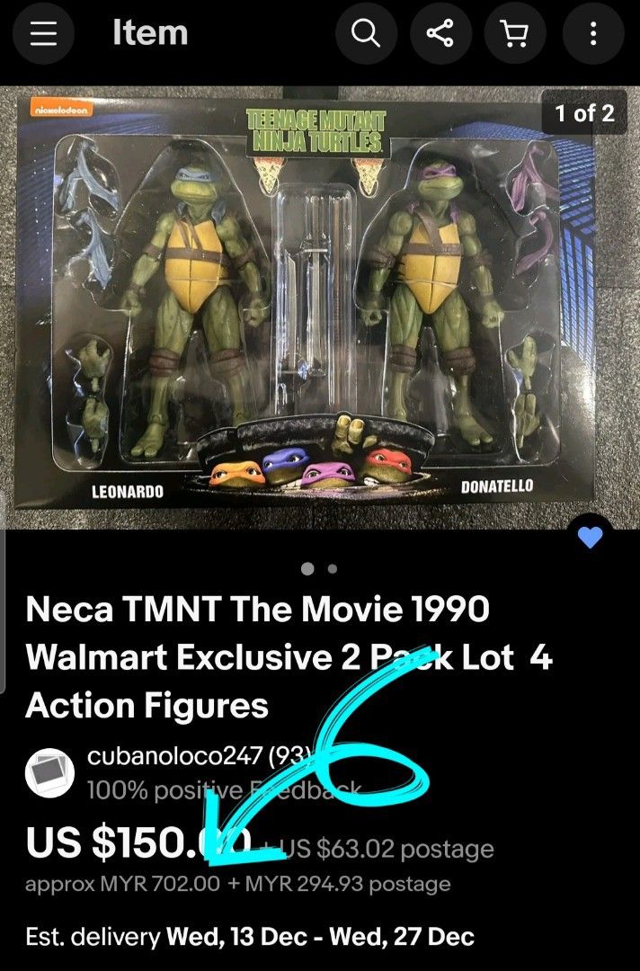 *FREE delivery. Donatello 2x sided bandana from Neca TMNT The Movie ...