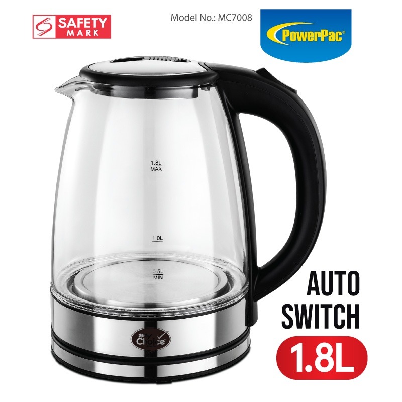 [FREE DELIVERY] MyChoice Kettle Glass Jug 1.8L with Auto Switch (MC7008 ...