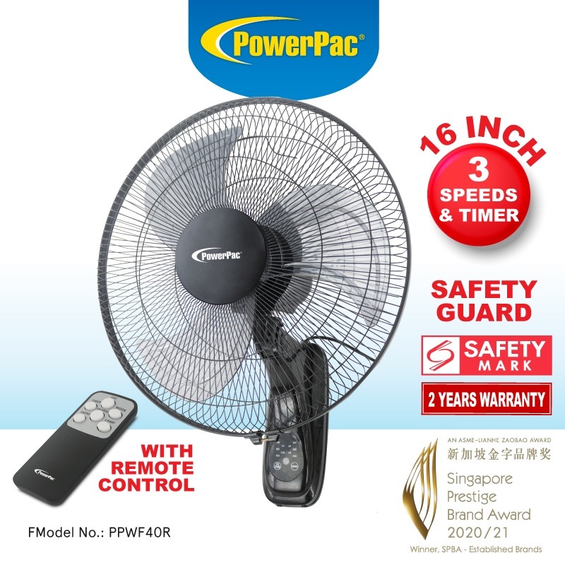 [FREE DELIVERY] PowerPac Wall Fan 16 Inch with Remote Control (PPWF40R ...