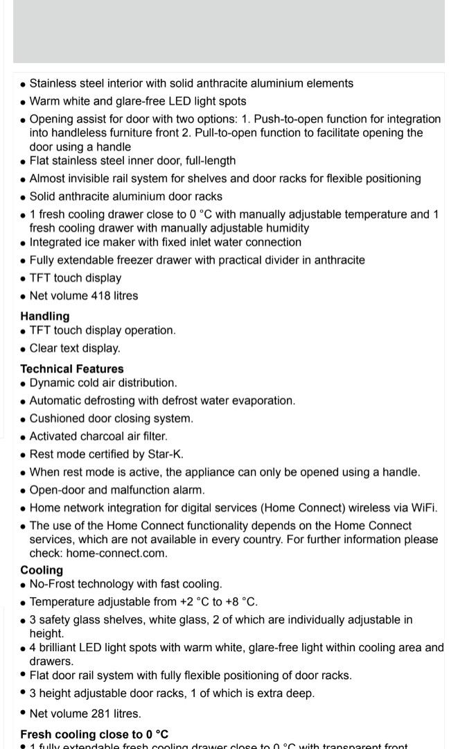Gaggenau built in fridge - RB472305 -76cm, TV & Home Appliances ...