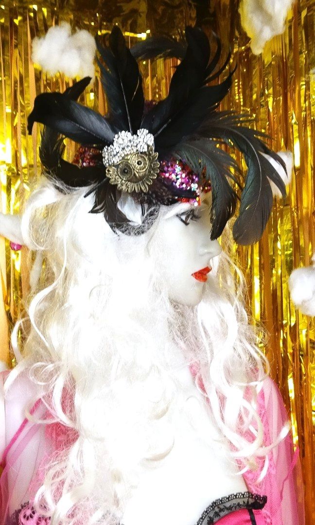 Gatsby met gala fantasy fascinator feather headdress, Women's Fashion ...