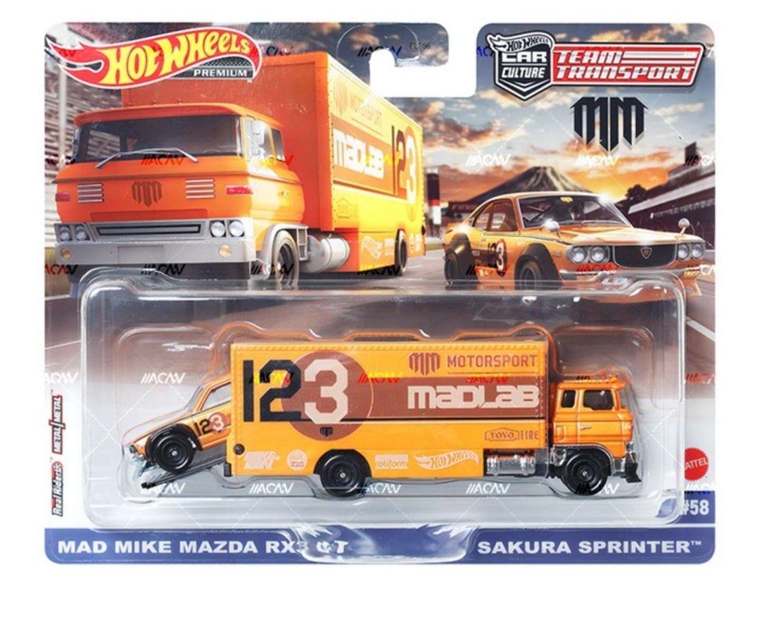 Hotwheels Team Transport Mad Mike Mazda RX3 & Sakura Sprinter - hot ...