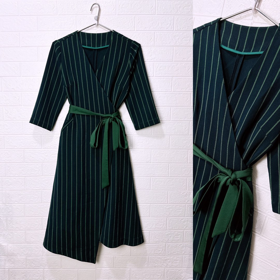 HQ striped wrap arround dress, Women's Fashion, Dresses & Sets, Dresses ...
