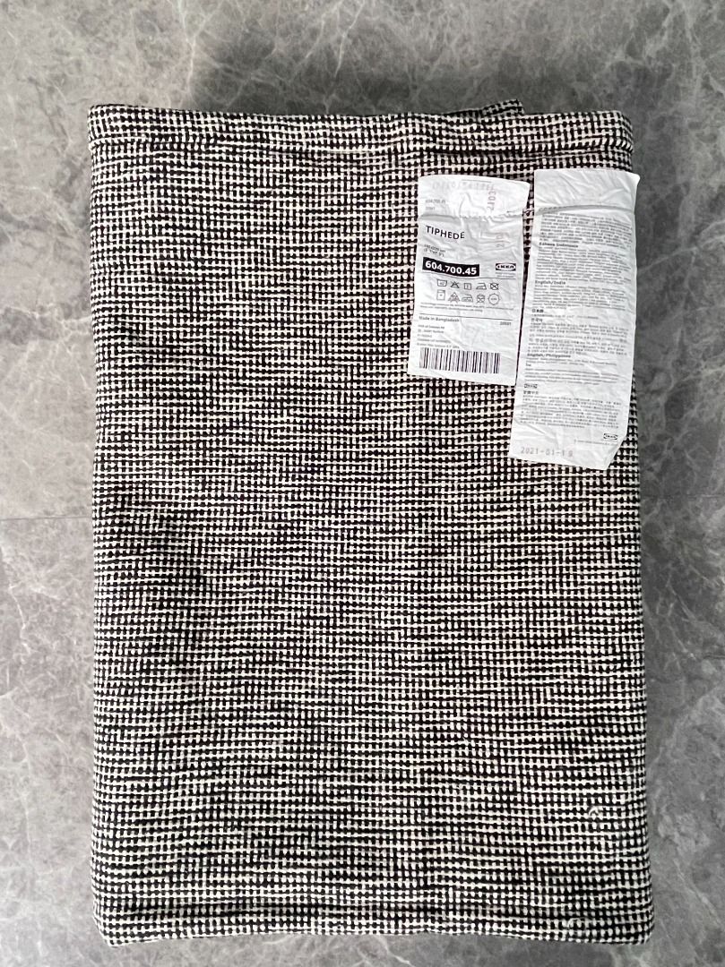 Ikea TIPHEDE Rug, flatwoven, black/natural, 155x220 cm, Furniture ...