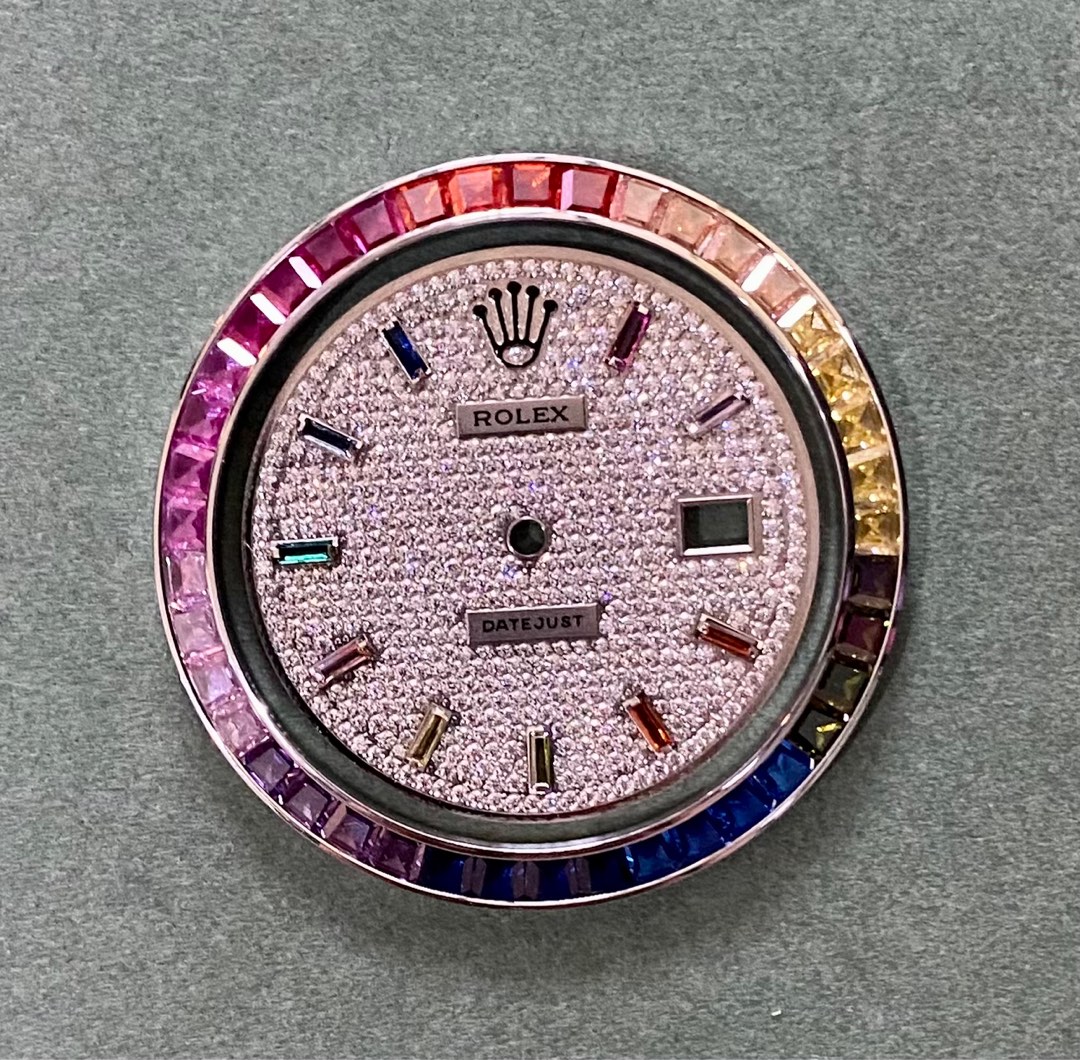 Instock Custom Rolex Stainless Steel Datejust 41mm Rainbow Bezel and ...