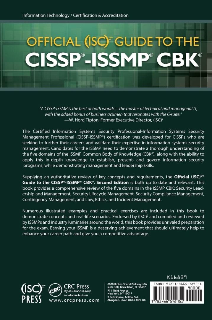 (ISC)2 Guide to the CISSP-ISSMP CBK, 2nd Edition, Hobbies & Toys, Books ...