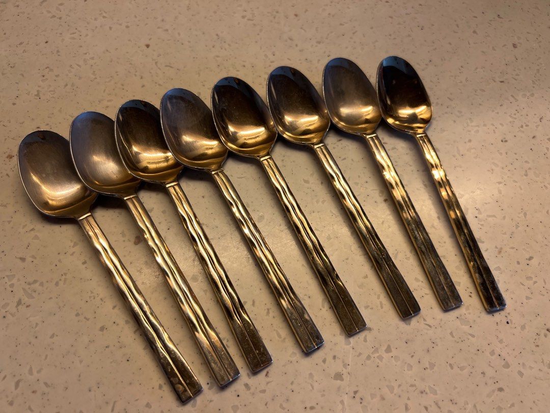 Japan made 9 piece Stainless steel teaspoon with design, Furniture ...