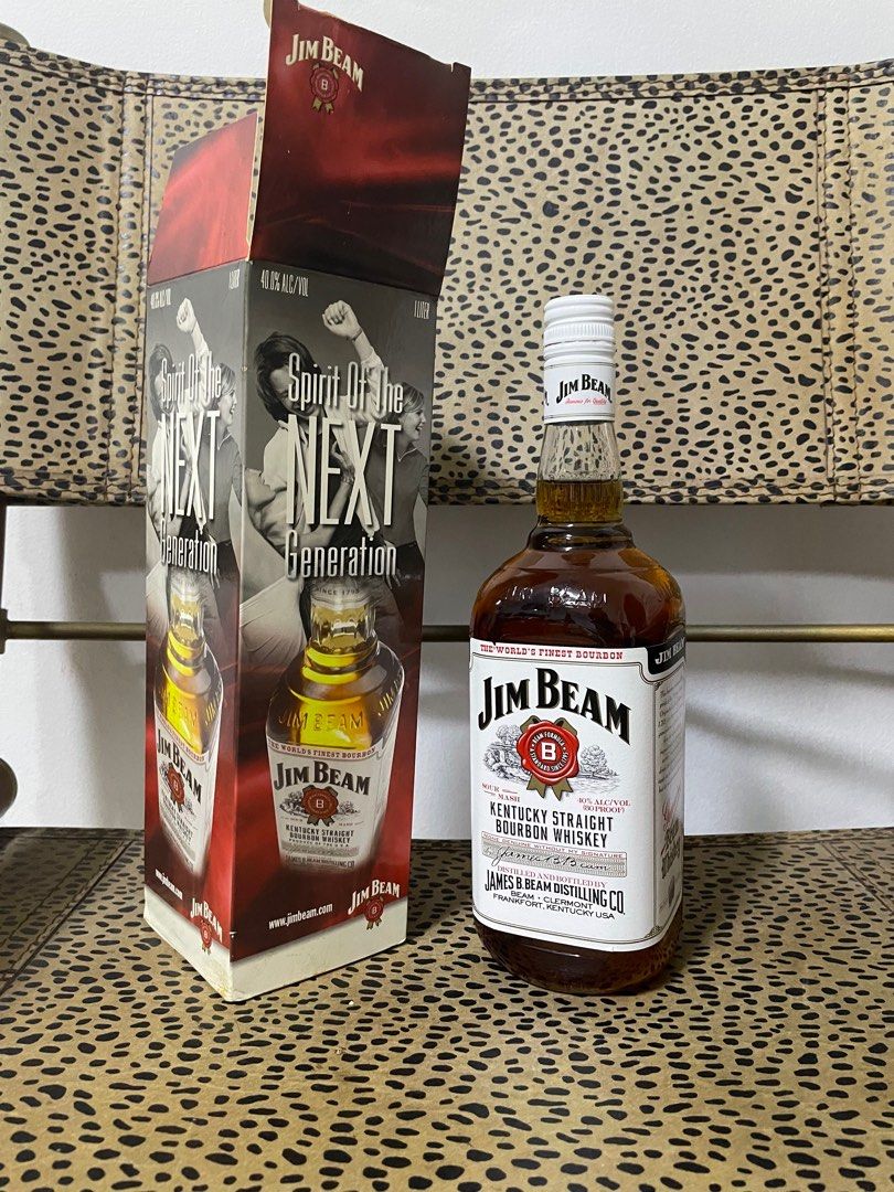 Jim Beam Bourbon Whiskey 1L, Food & Drinks, Alcoholic Beverages on ...