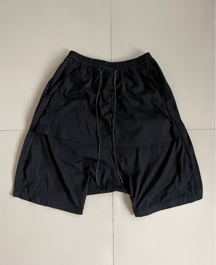 JOE CHIA Layered Drop-Crotch Pants, Men's Fashion, Bottoms, Shorts on ...