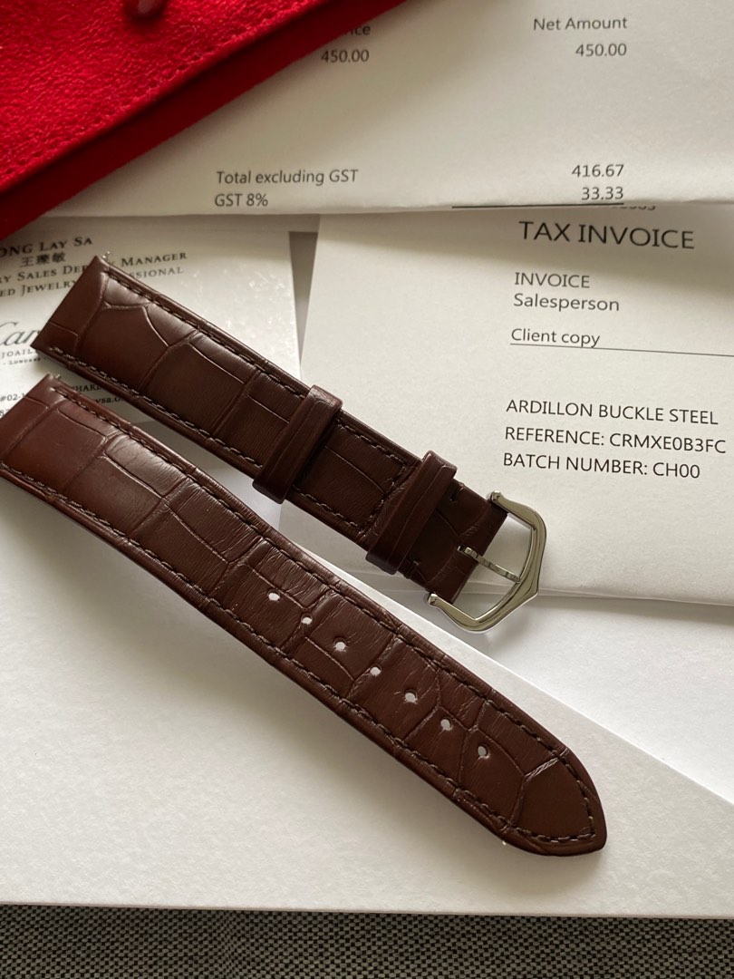 Cartier Tank Must Large Brown Croco Leather Watch Strap with Ardillon ...