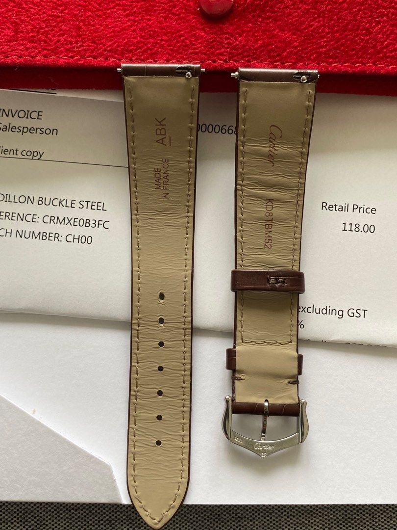 Cartier Tank Must Large Brown Croco Leather Watch Strap with Ardillon ...