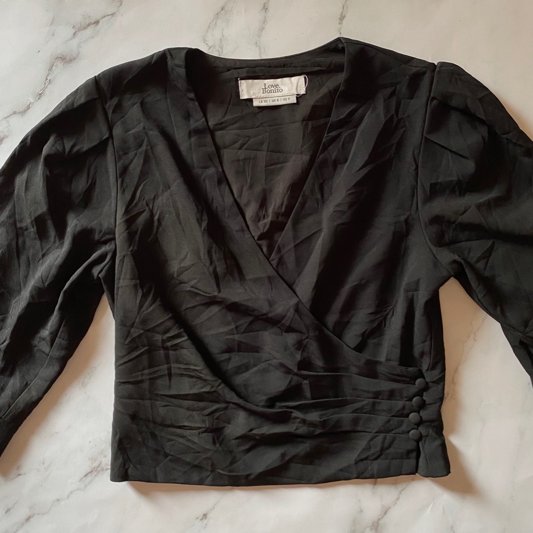 Love Bonito Crossover Blouse, Women's Fashion, Tops, Blouses on Carousell