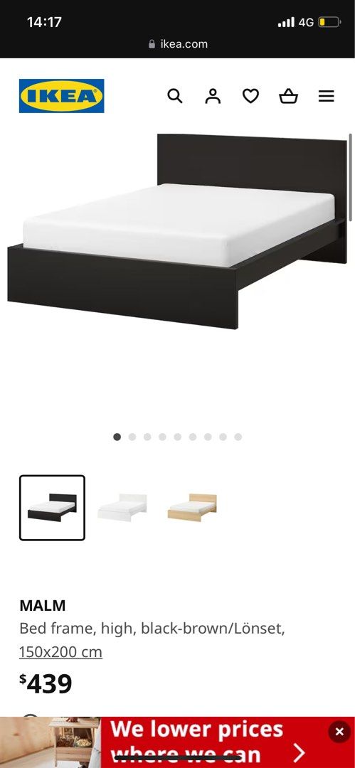 Malm Bed queen - walnut color, Furniture & Home Living, Furniture, Bed ...
