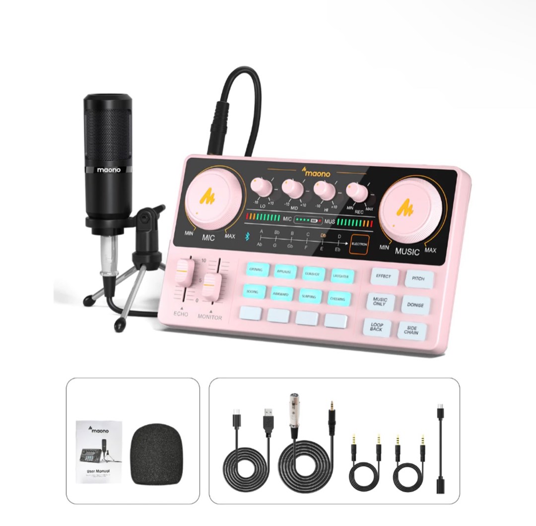 Maono AU-AM200-S1 Sound Card Professional Audio Interface Mixer with 3 ...