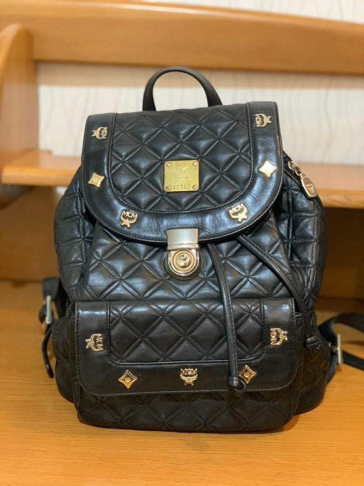 MCM Black Quilted Leather Stark Backpack, Women's Fashion, Bags ...
