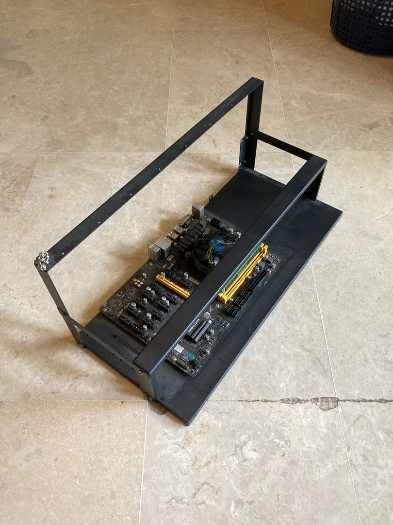 Mining Rig Frame With TB250-BTC Pro Motherboard and CPU, Computers ...