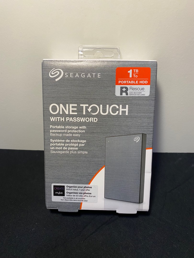 (NEW) 1TB Seagate One Touch with Password Portable HDD Hard Disk Grey ...