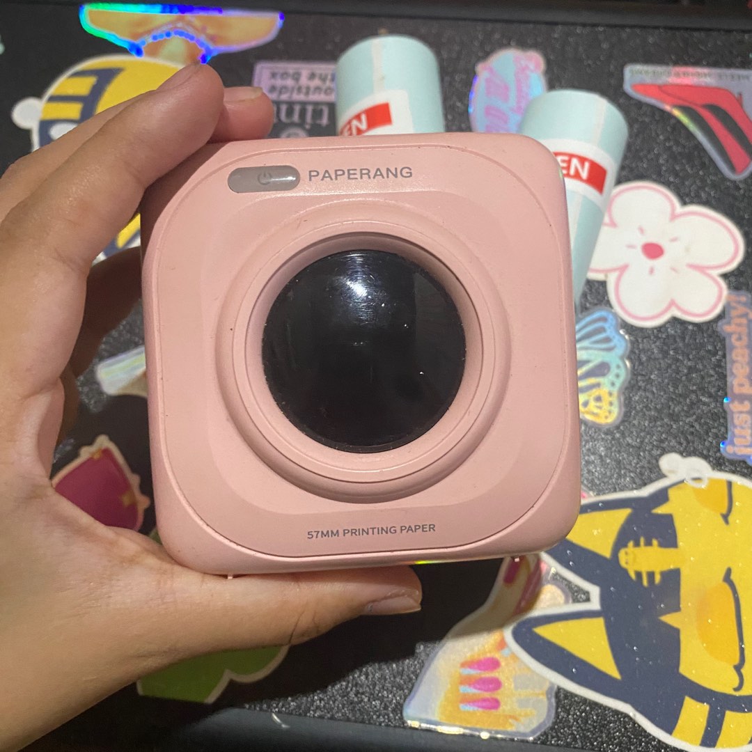 Paperang Pink Portable Printer (P1) with two rolls of sticker paper ...