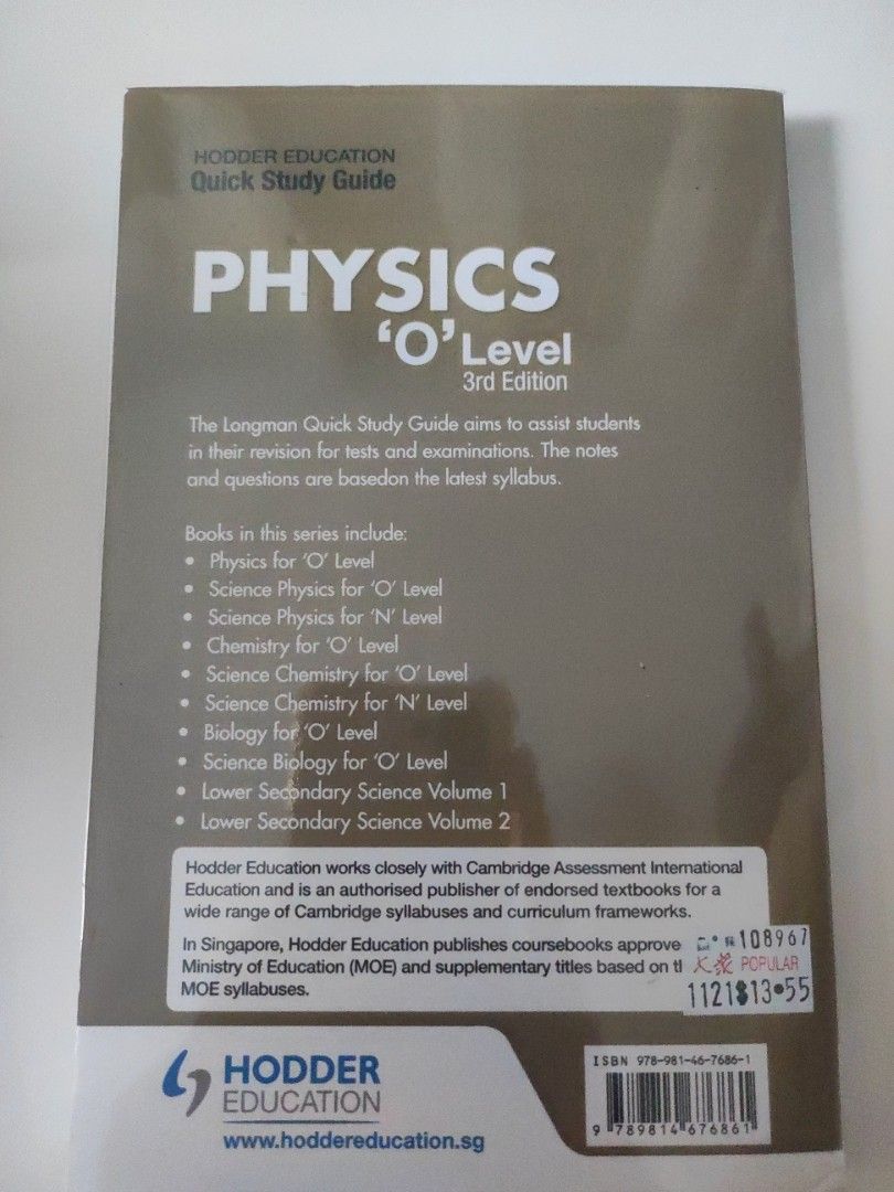 PHYSICS O LEVEL STUDY GUIDE (hodder education), Hobbies & Toys, Books ...