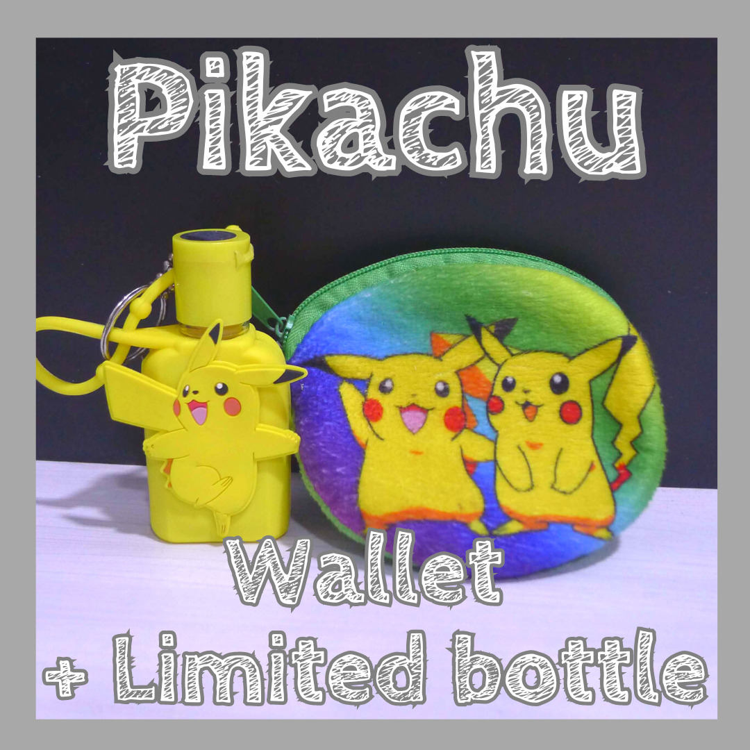 Pokemon Pikachu wallet small pouch purse + hand sanitizer bottle (read ...