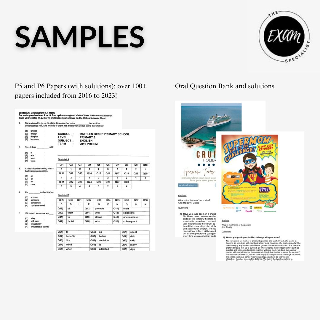 PSLE English 2024 Preparatory Package (P5 P6 | Notes | Past Year Prelim ...