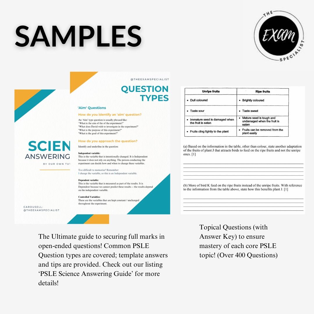 PSLE Science 2025 Package (P5 P6 | Notes | Past Year Prelim Papers ...