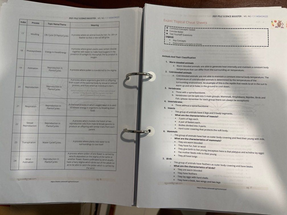 PSLE Science notes, Hobbies & Toys, Books & Magazines, Assessment Books ...
