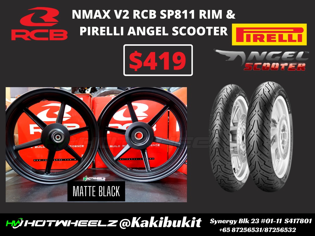 RCB SPORT RIM & PIRELLI ANGEL SCOOTER TYRE PACKAGE - YAMAHA NMAX V2 ...