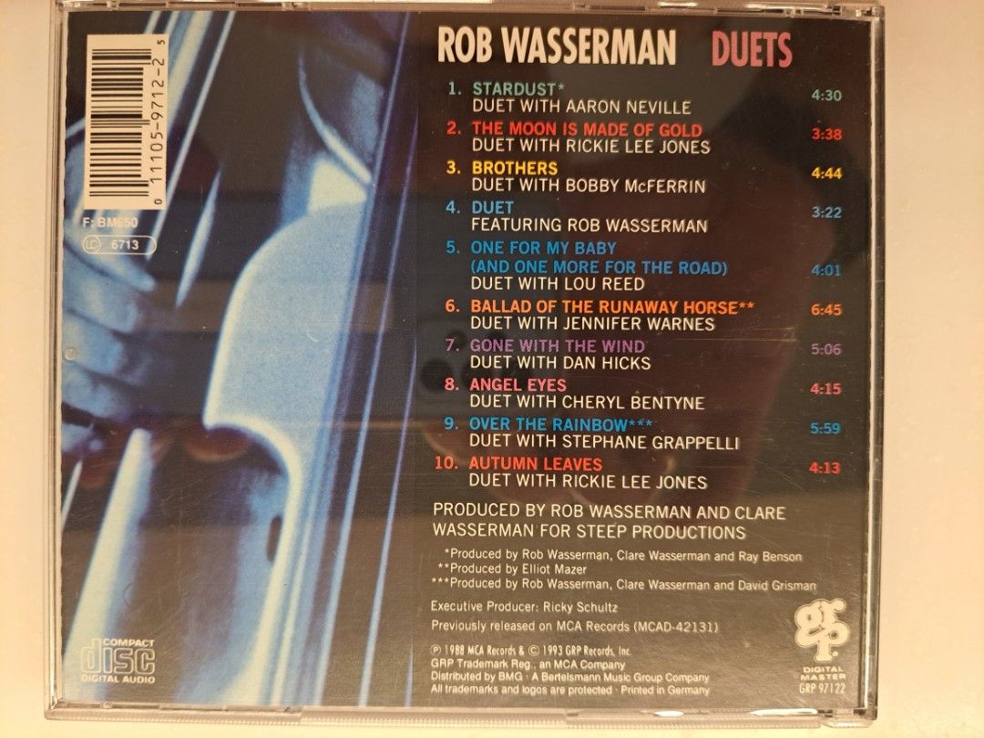 Rob Wasserman- Duets. 1993 GRP Records Inc. Made in France. An ...