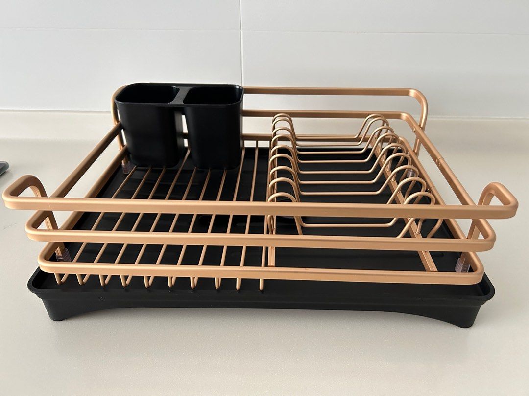 Rose gold dish rack, Furniture & Home Living, Kitchenware & Tableware ...