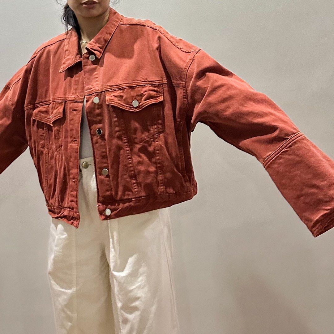 Rust Denim Jacket Zara, Women's Fashion, Coats, Jackets and Outerwear ...