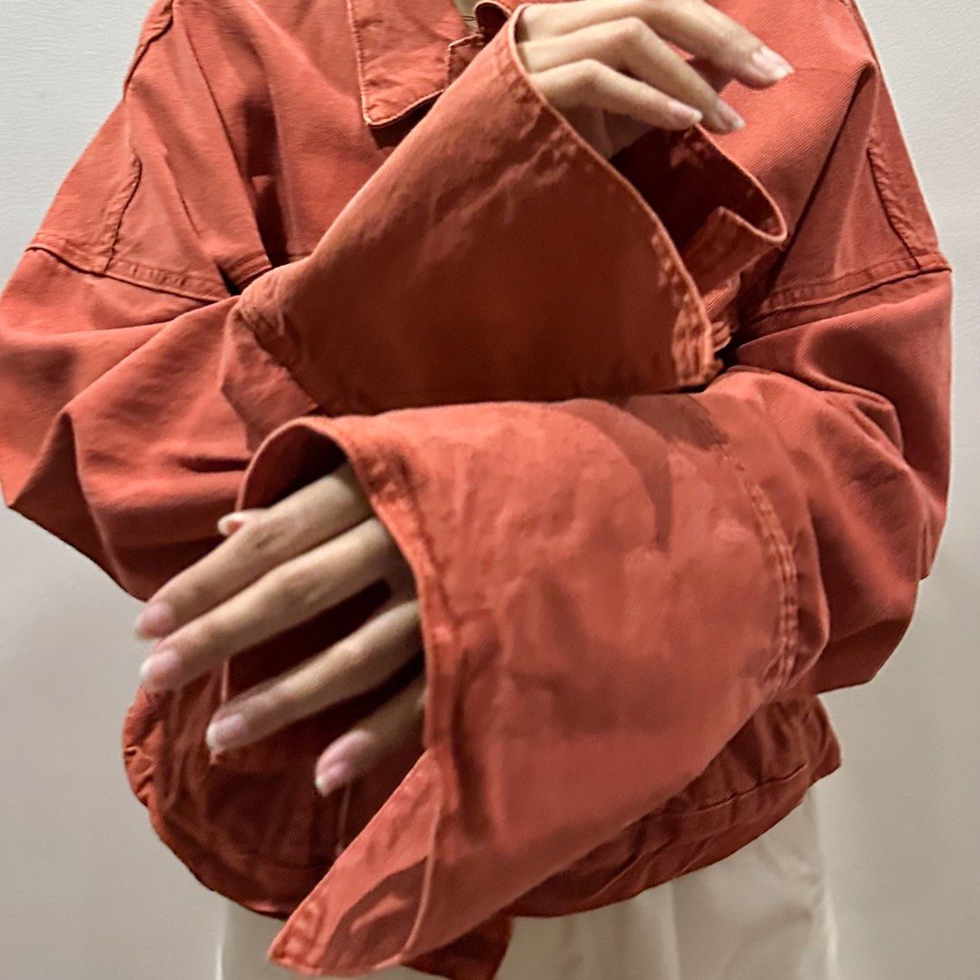 Rust Denim Jacket Zara, Women's Fashion, Coats, Jackets and Outerwear ...