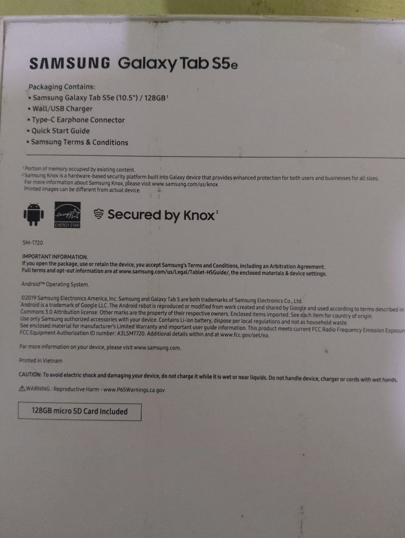 Samsung Galaxy Tab S5e 128gb wifi Complete with Keyboard and box ...