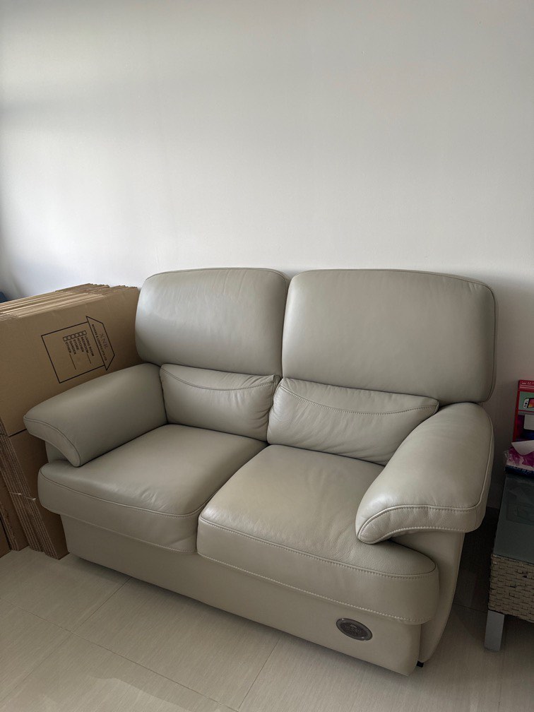 Seahorse half leather sofa (2 seaters), Furniture & Home Living ...