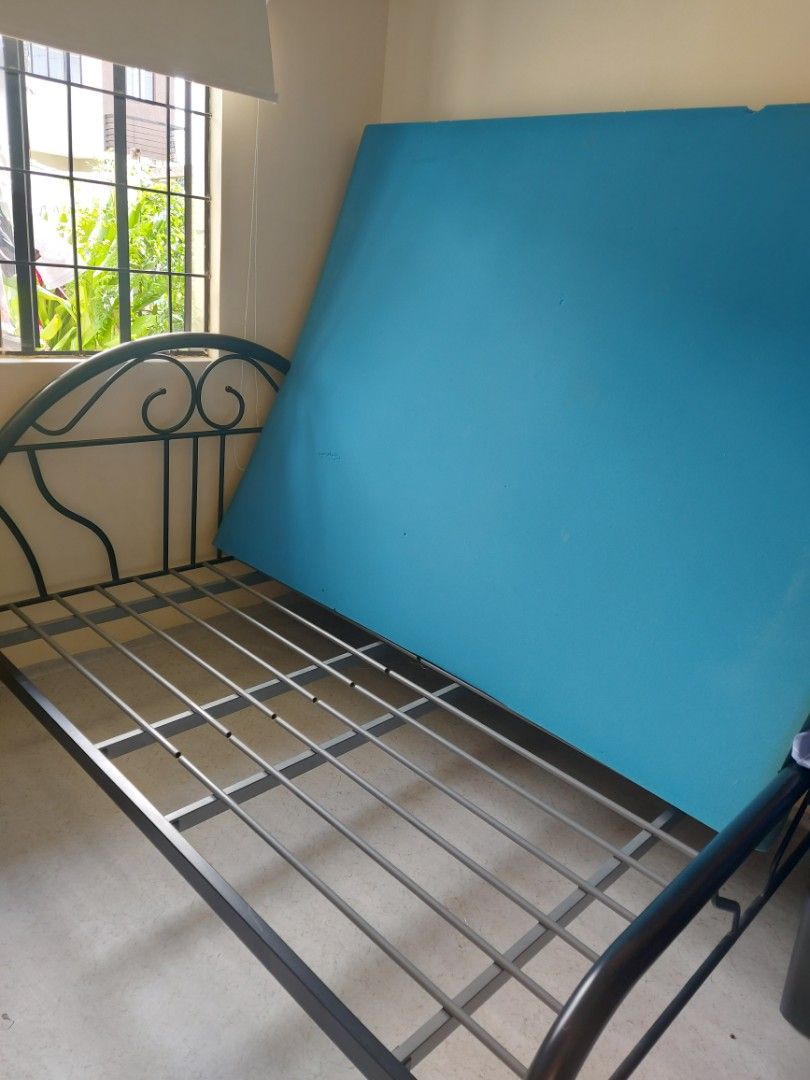 Slightly used Bed Frame + Foam, Furniture & Home Living, Furniture, Bed ...