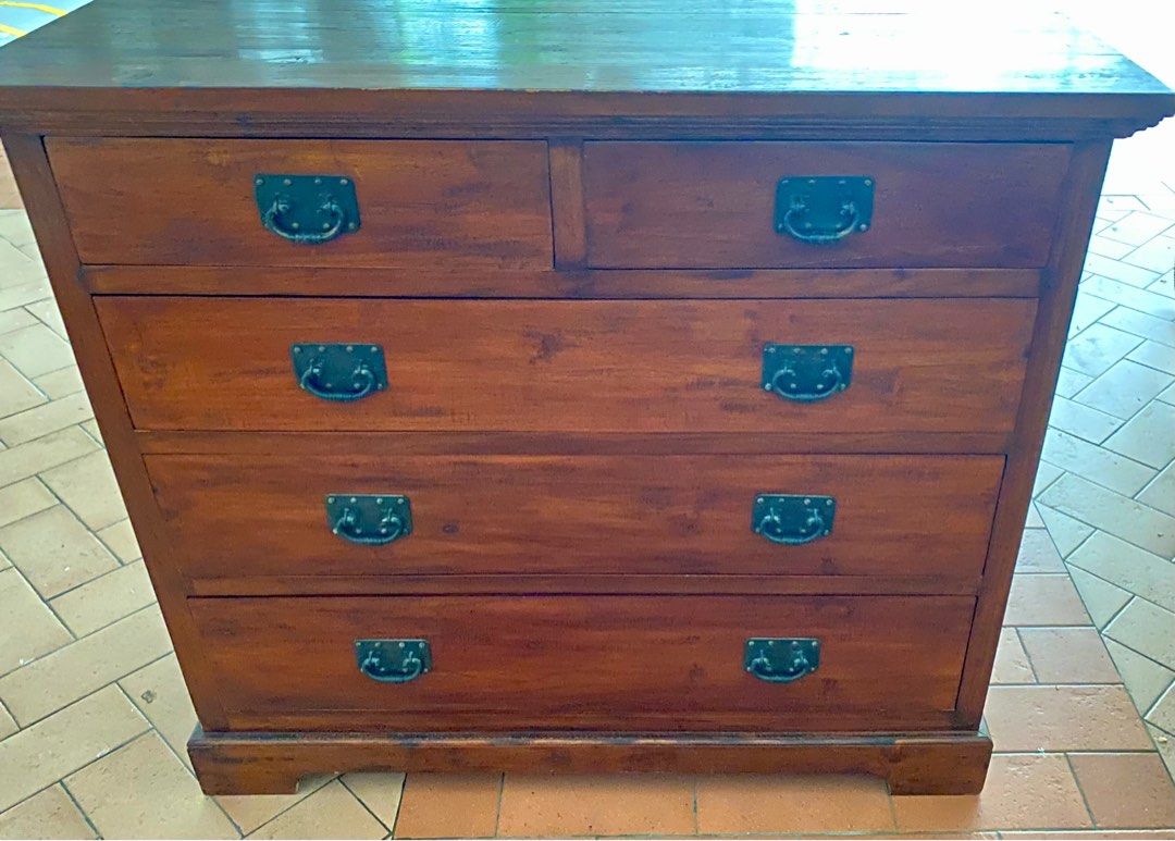 Solid teak chest of drawers, Furniture & Home Living, Furniture ...