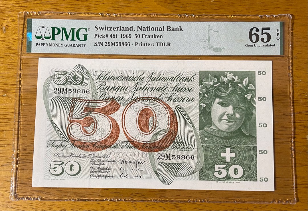 Switzerland 50 Franken 1969 P48 GEM UNC PMG 65 EPQ, Hobbies & Toys ...