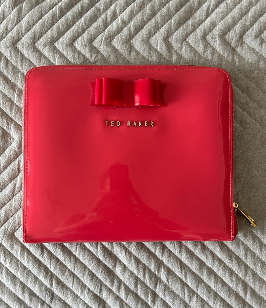 Ted Baked peach iPad case clutch, Luxury, Bags & Wallets on Carousell