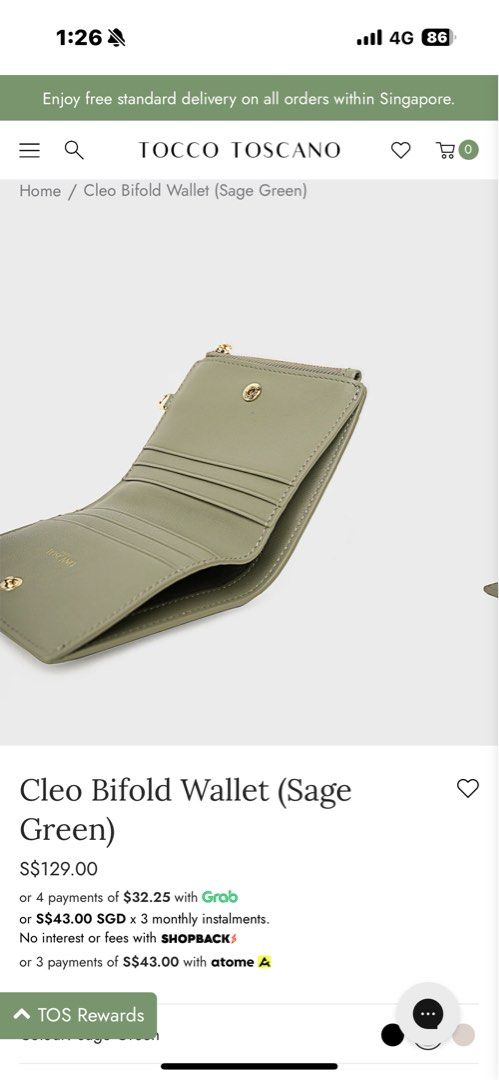 Tocco Toscano Bifold Wallet BNIB Sage Green, Women's Fashion, Bags ...