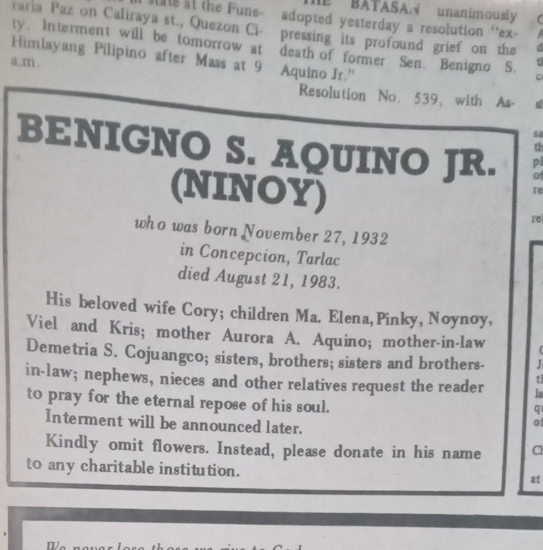 SUPER SALE (ULTIMATE RARE) Aug. 24, 1983 Aquino Assassination Newspaper ...