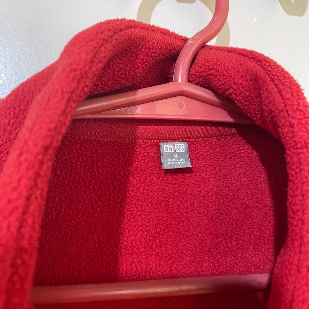 Uniqlo Fluffy Red Jacket, Women's Fashion, Coats, Jackets and Outerwear ...