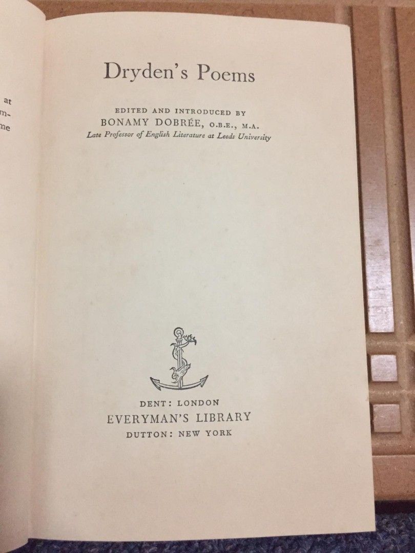 Vintage book Poems By John Dryden 1964, Hobbies & Toys, Memorabilia ...