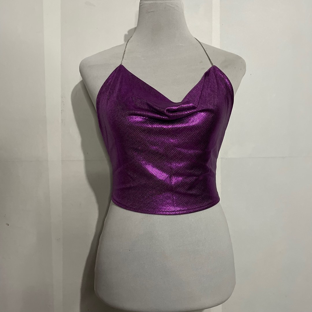 Violet Sparkling Backless Top, Women's Fashion, Tops, Sleeveless on ...