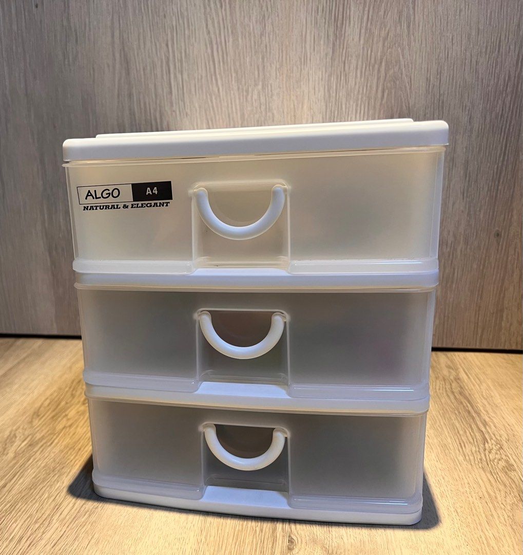White plastic 3 compartment organiser, Furniture & Home Living, Home ...