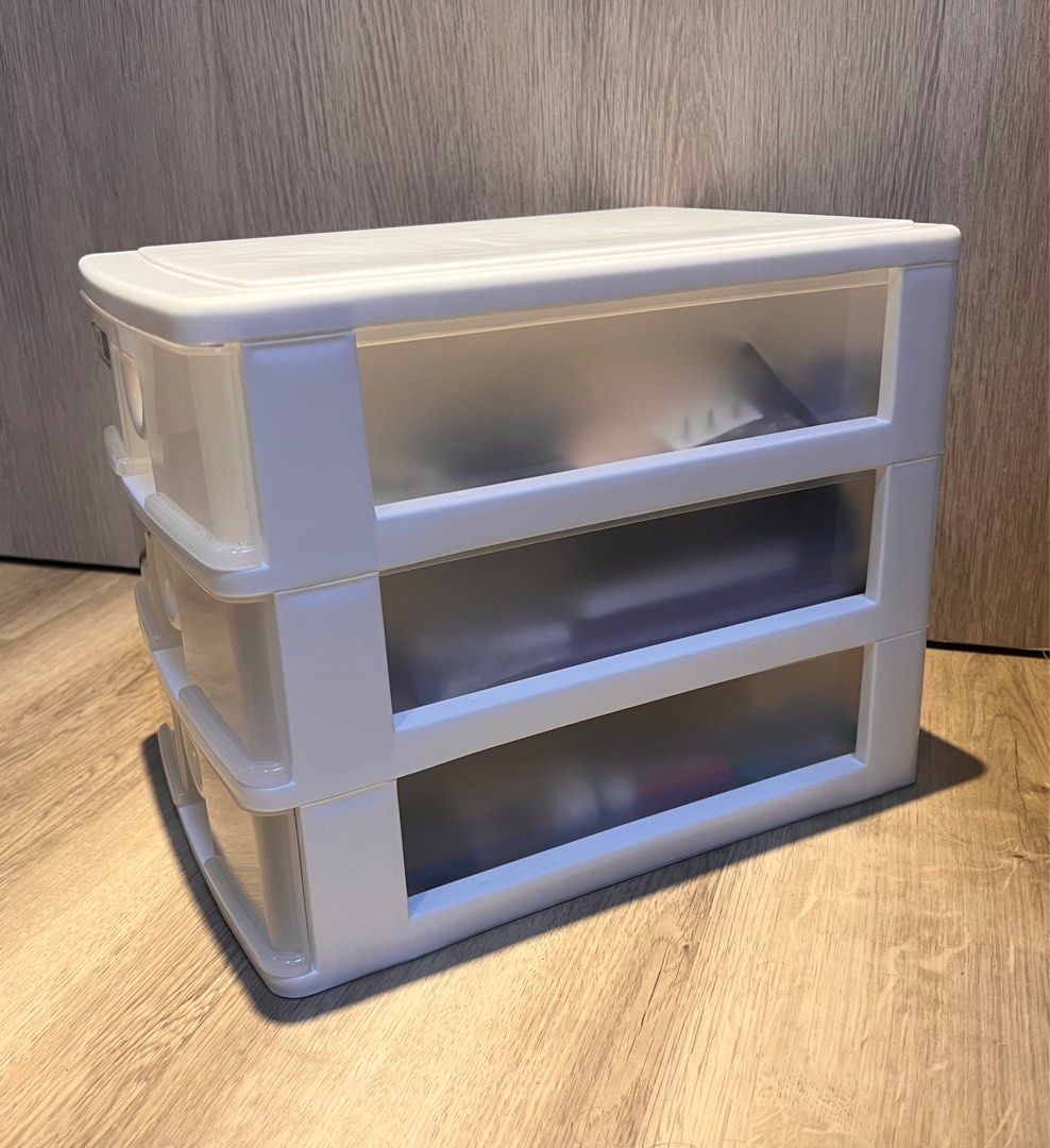 White plastic 3 compartment organiser, Furniture & Home Living, Home ...
