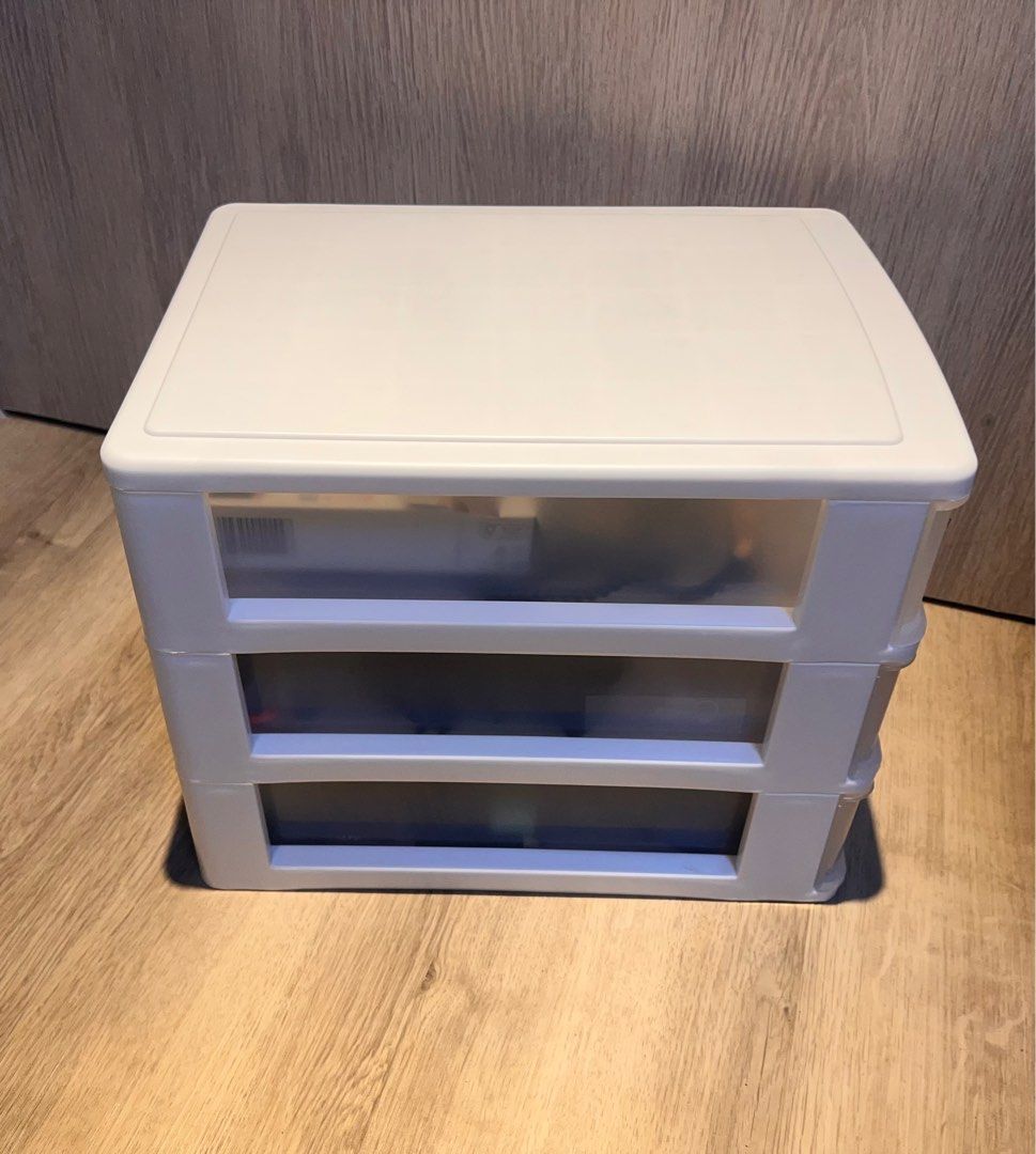 White plastic 3 compartment organiser, Furniture & Home Living, Home ...