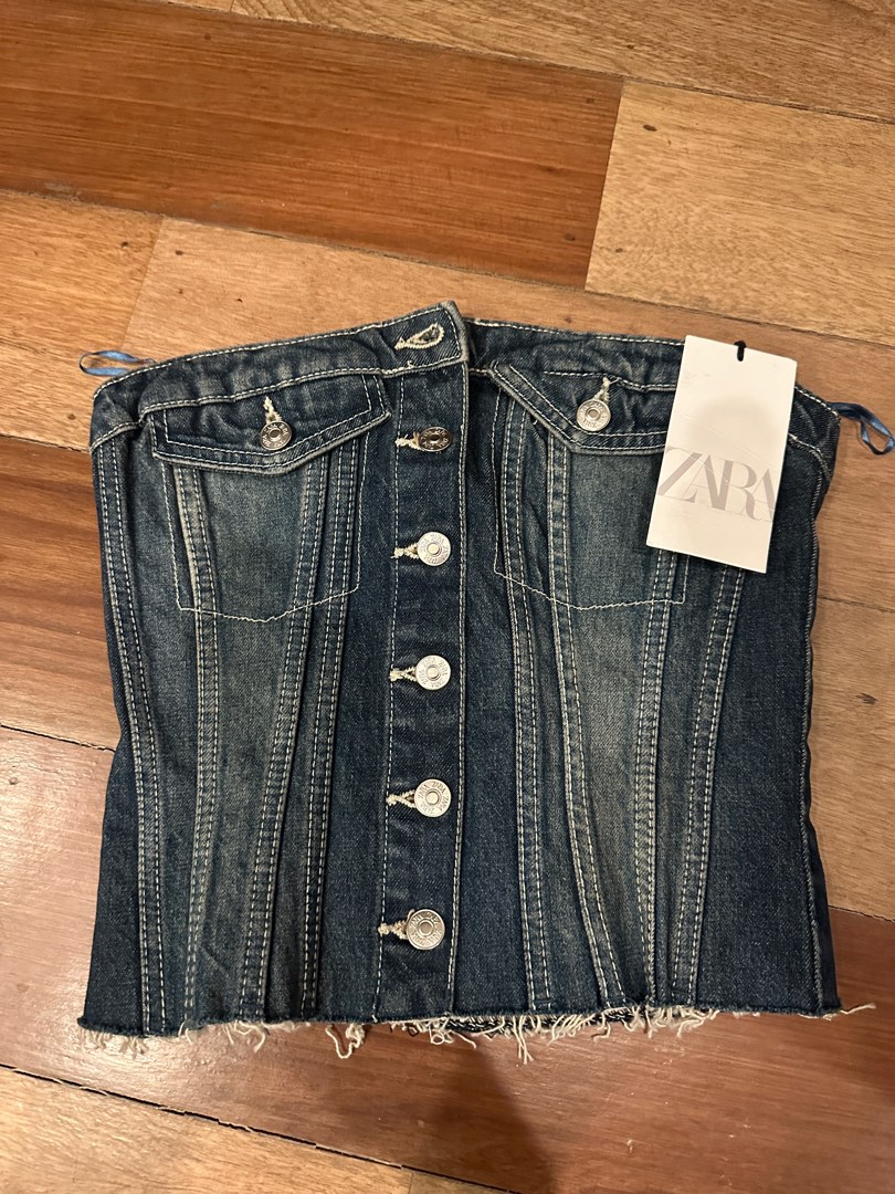 Zara Denim Tube Top, Women's Fashion, Tops, Others Tops on Carousell