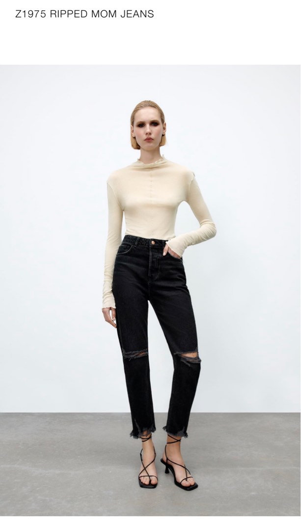 Zara ripped mom jeans, Women's Fashion, Bottoms, Jeans & Leggings on ...