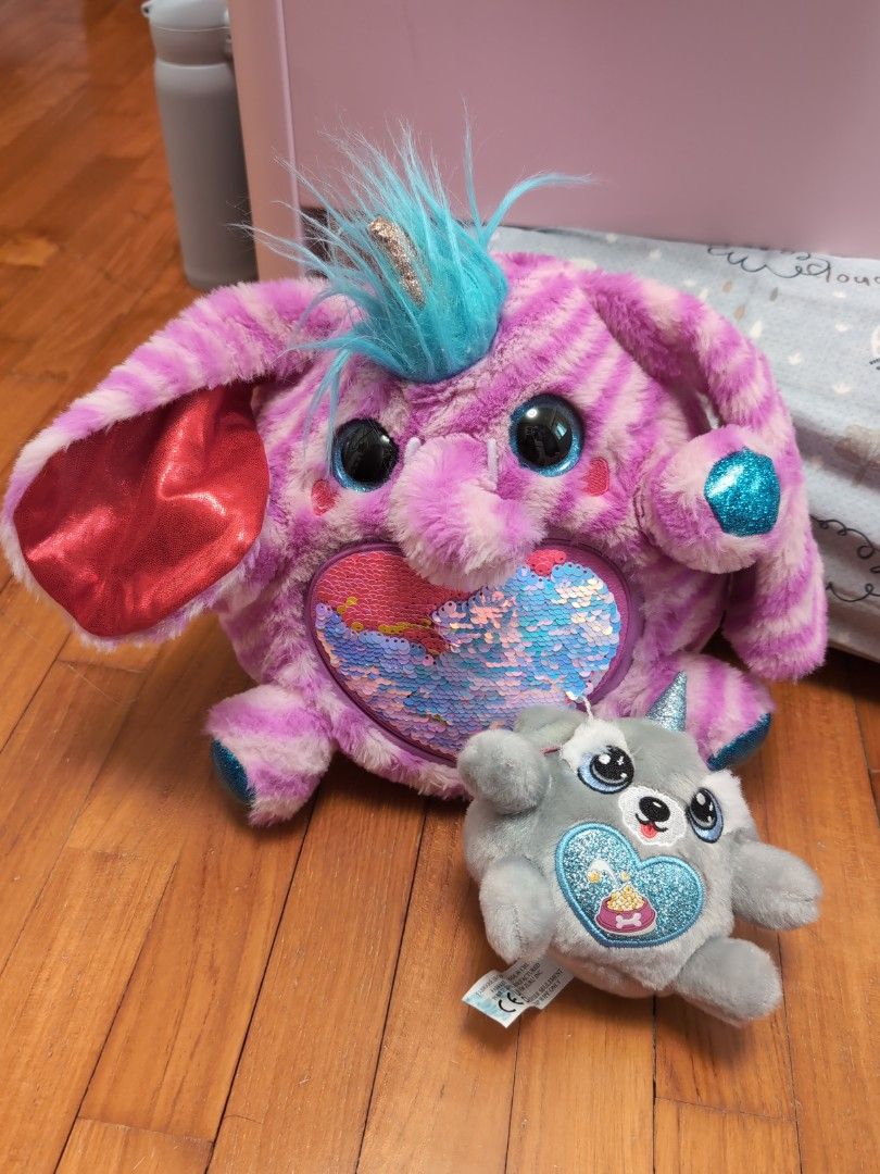 Zuru toys Rainbocorns Pink Emmie Elephant Sequin Heart Big Red Ears ...
