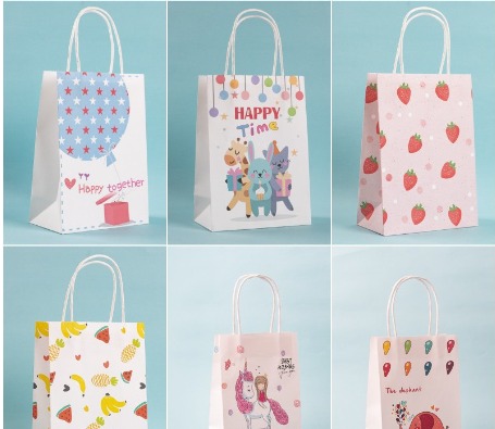 10 PCS Set Paper Bag Kids Goodie Bag Birthday Party Gift Bag Kraft ...